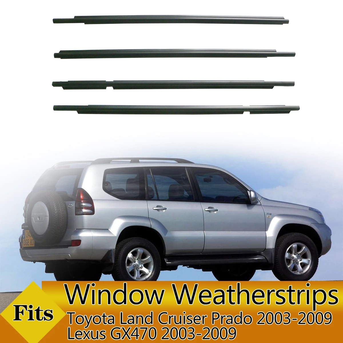 4PCS Car Outer Windows Rubber Weatherstrip For Toyota Land Cruiser ...