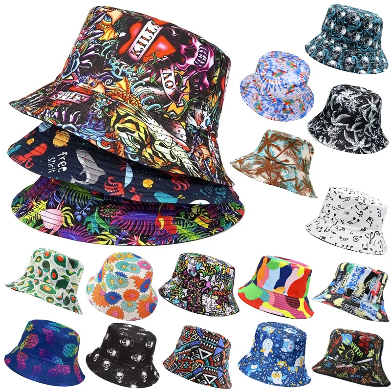 Panama-Bucket-Hats-Animal-Letter-Print-Fisherman-Hat-Summer-Sun-Hats ...