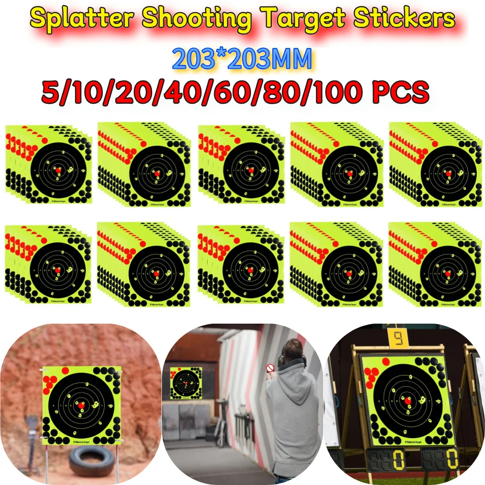 5-100PCS 203*203MM Splatter Target High Visibility Adhesive Shooting ...