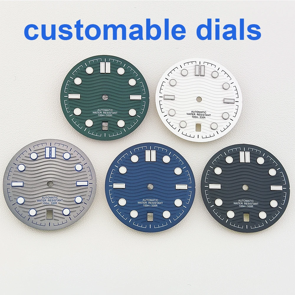 nh35 Dial 31.7mm Watch Dial Green Luminous Dial Watch Face Suitable for ...