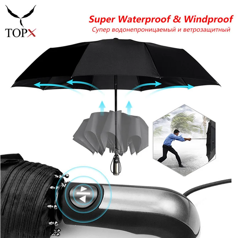 Wind Resistant Folding Automatic Umbrella Rain Women Auto Luxury Big ...