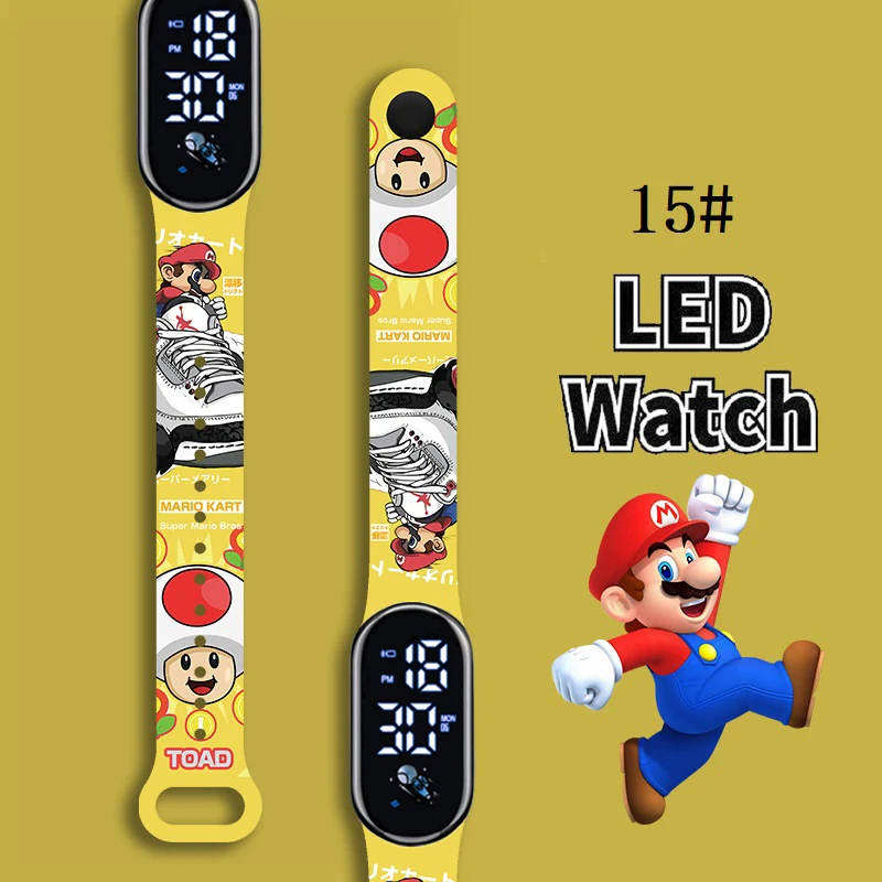 Relojes-de-Super-Mario-Bros-para-ni-os-reloj-de-pulsera-luminoso-de ...