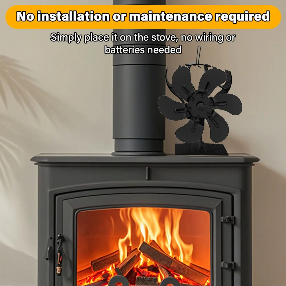 Mini Stove Fan 6 Blade Heat Powered Fireplace Fan Log Wood Burner Eco ...