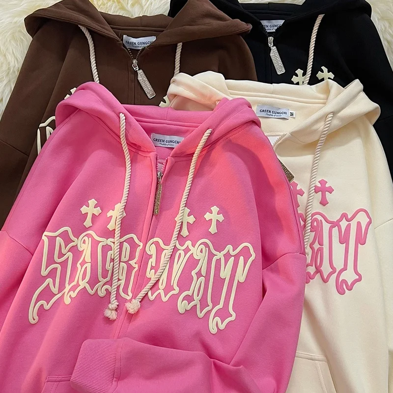Goth-sweat-capuche-brod-pour-femmes-streetwear-Harajuku-r-tro-Hip-Hop ...