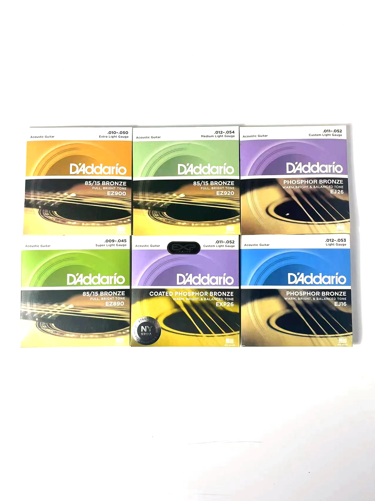 D'addario EXP16 EXP26 EJ16 EJ26 EZ890 EZ900 EZ920 Bronze/Phospher Bronze Acoustic Guitar Strings ...