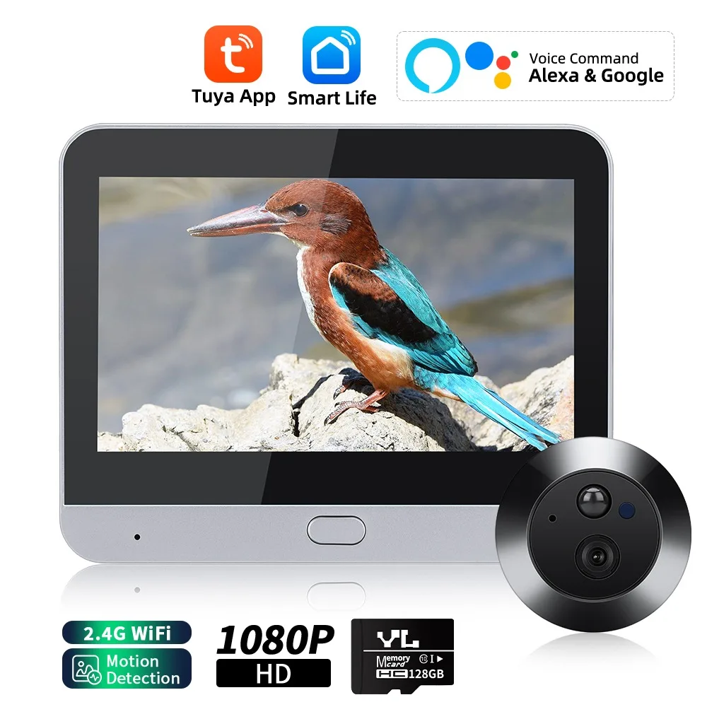 4-3In-LCD-Smart-Peephole-Camera-WiFi-Video-Doorbell-Motion-Detection ...
