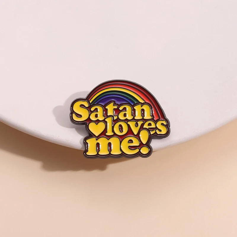 Satan Loves Me Enamel Pin Flag Of Love And Pride Metal Brooches ...