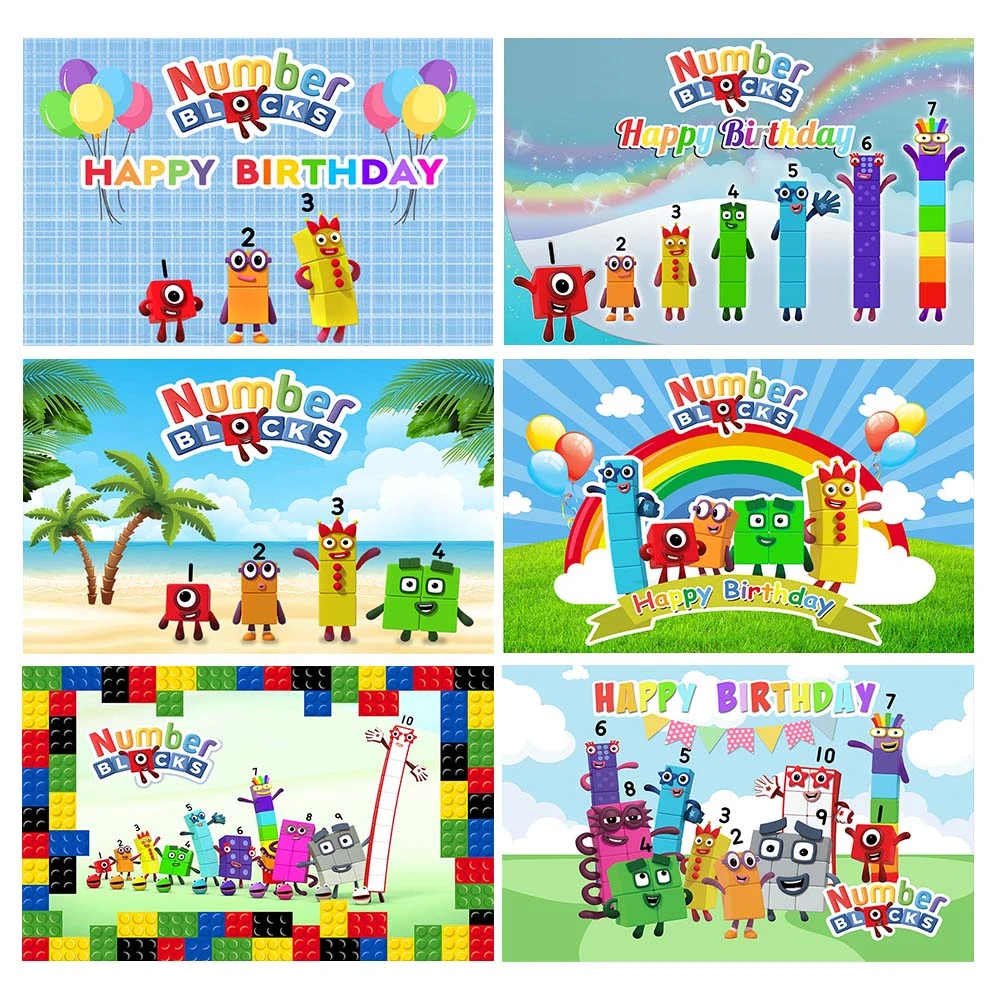 GFUITRR Numberblocks Photography Backdrops Happy Birthday Photo ...