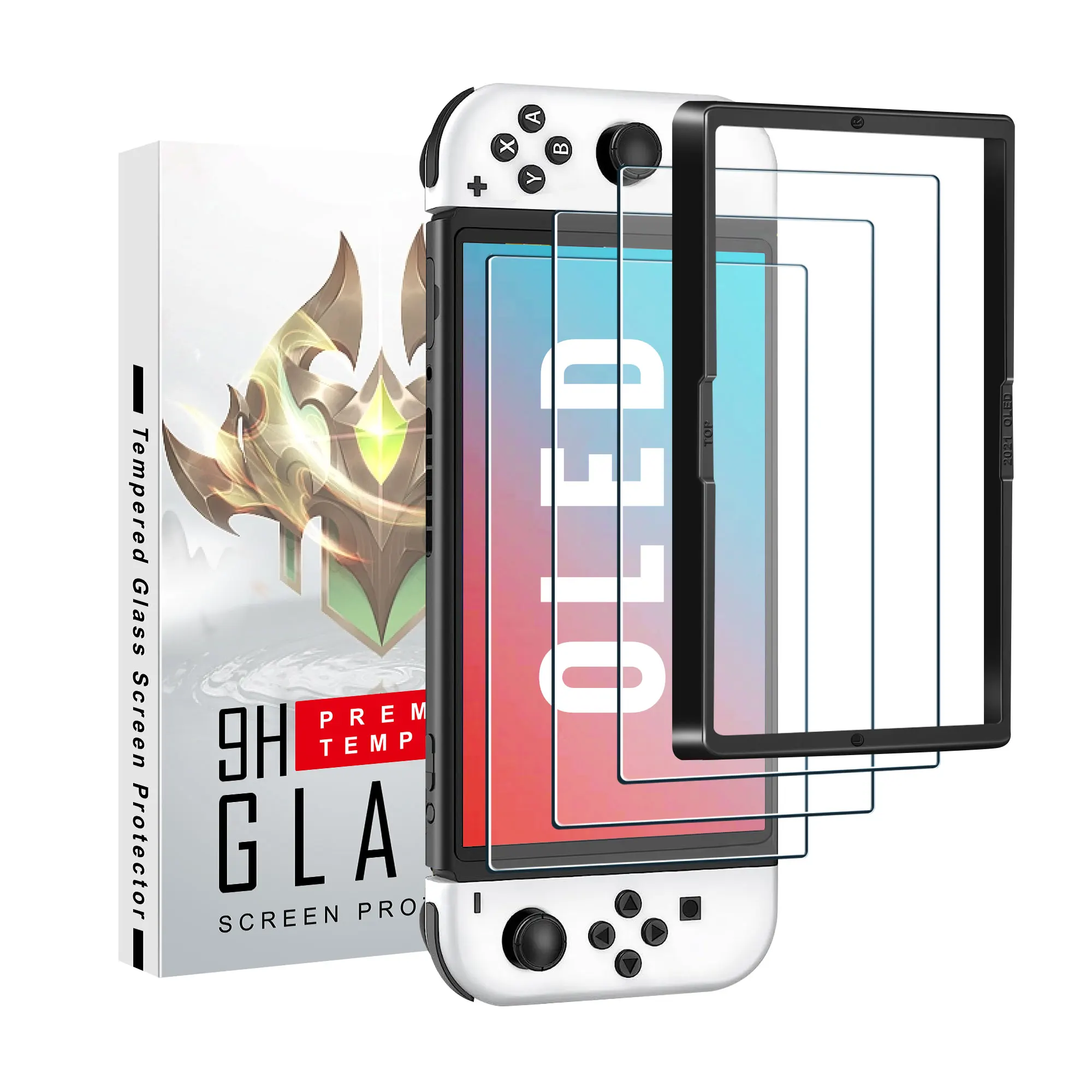 3PCS-Tempered-Glass-Screen-Protector-Compatible-Nintendo-Switch-OLED-9H ...