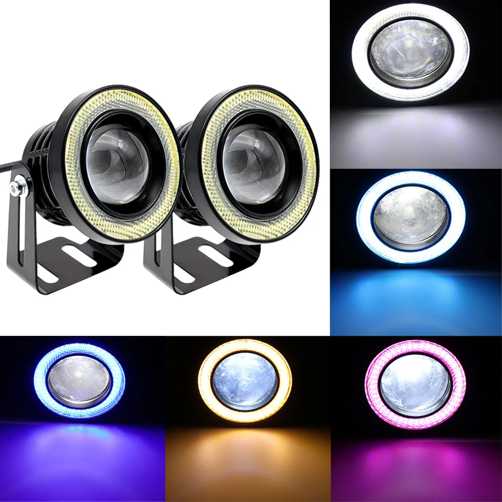 2X-Car-COB-Auto-DRL-Led-12V-HeadLamps-Angel-Eyes-Fog-Waterproof ...