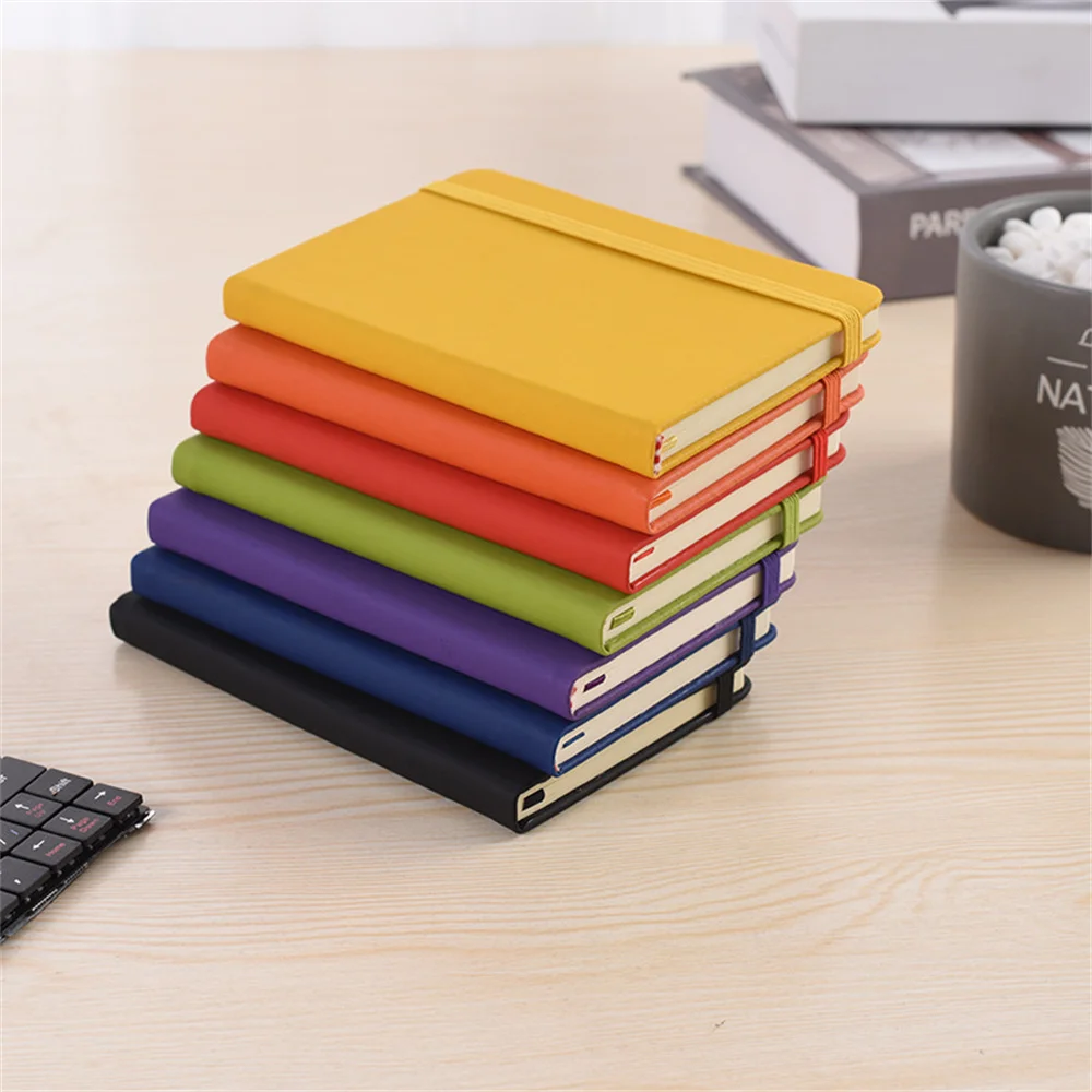 A6-Red-Blue-Elastic-Binding-Creative-Business-Office-Notebook-Book ...