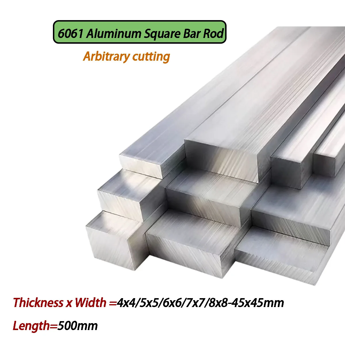 1Pcs Length 500mm 6061 Aluminum Square Bar Rod Diameter 4/5/6/8/10/12 ...
