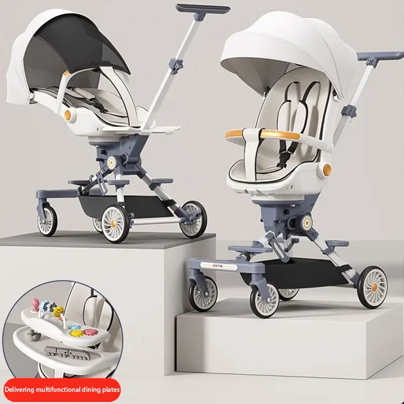 High-Landscape-Baby-Stroller-Portable-Bidirectional-One-Button-Folding ...