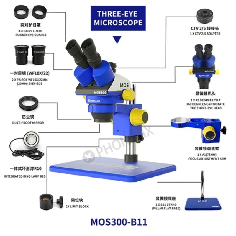 MECHANIC-Binocular-Trinocular-Stereo-Microscopio-6-45X-Continuous-Zoom ...