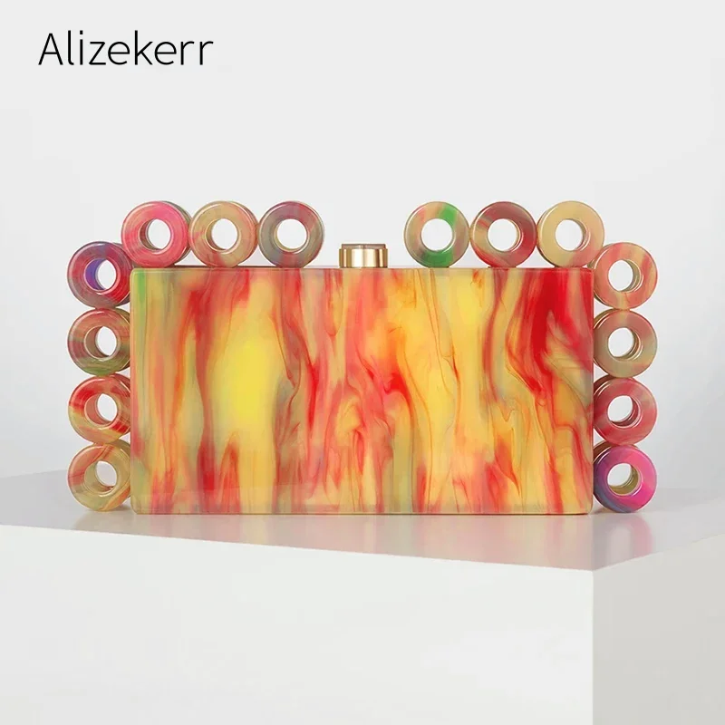 Marbling Acrylic Box Evening Clutch Bags Women Summer New Elegant ...