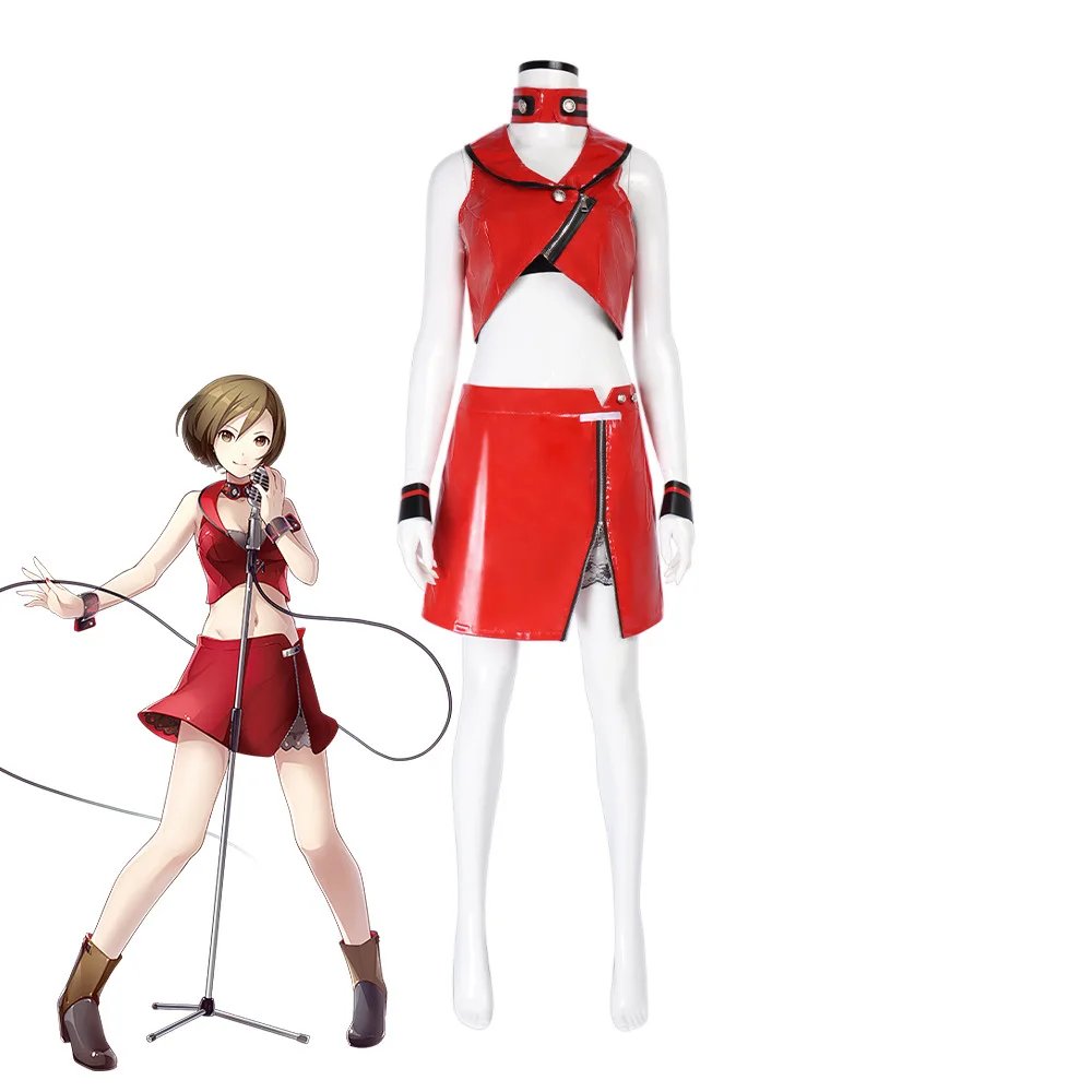 Anime VOCALOID3 Meiko Cosplay Costume Wig Meiko PU Red Uniform ...