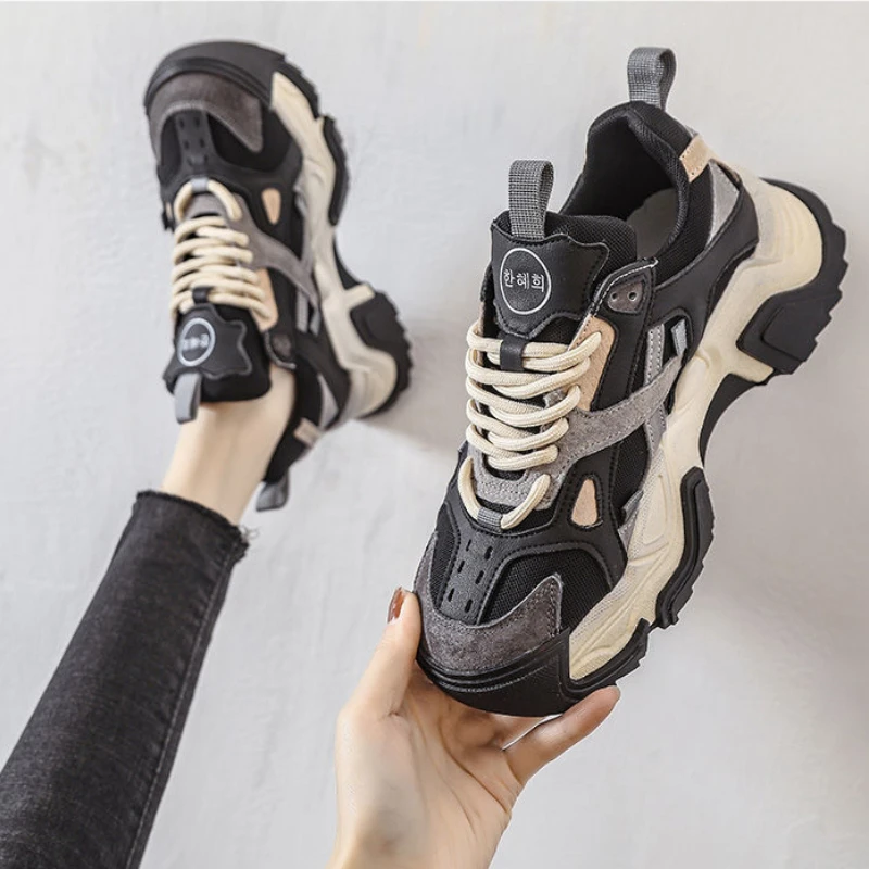 2022 New Vulcanized Shoes for Women Fashion Platform Lace Up Sneakers ...