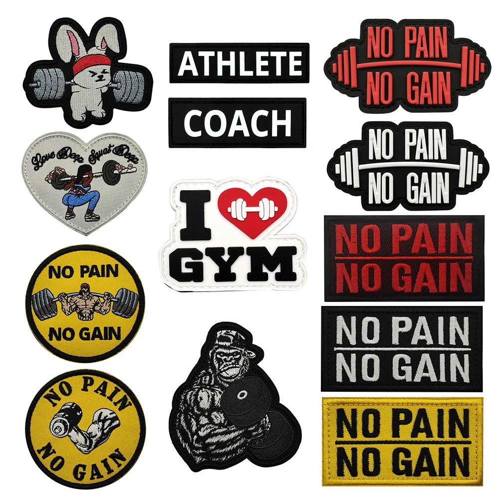 No Pain No Gain Fitness and Sports Series Tactical Embroidered Patches ...