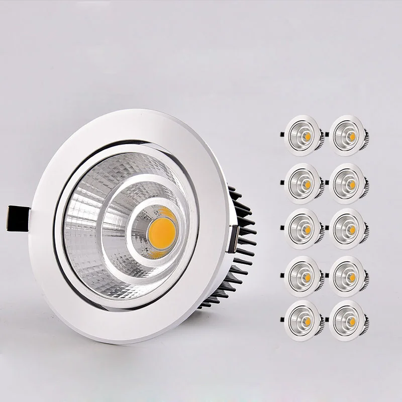 10pcs Dimmable LED COB Downlight 5W 7W 9W 12W 15W 20W Recessed Ceiling ...