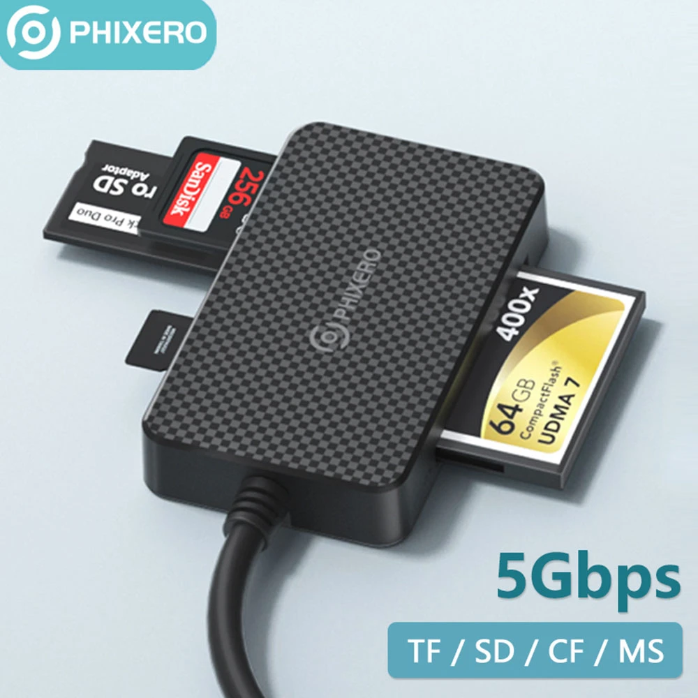 PHIXERO USB 3.0 Type C 4 in 1 Card Reader Memory Smart Card Reader SD ...