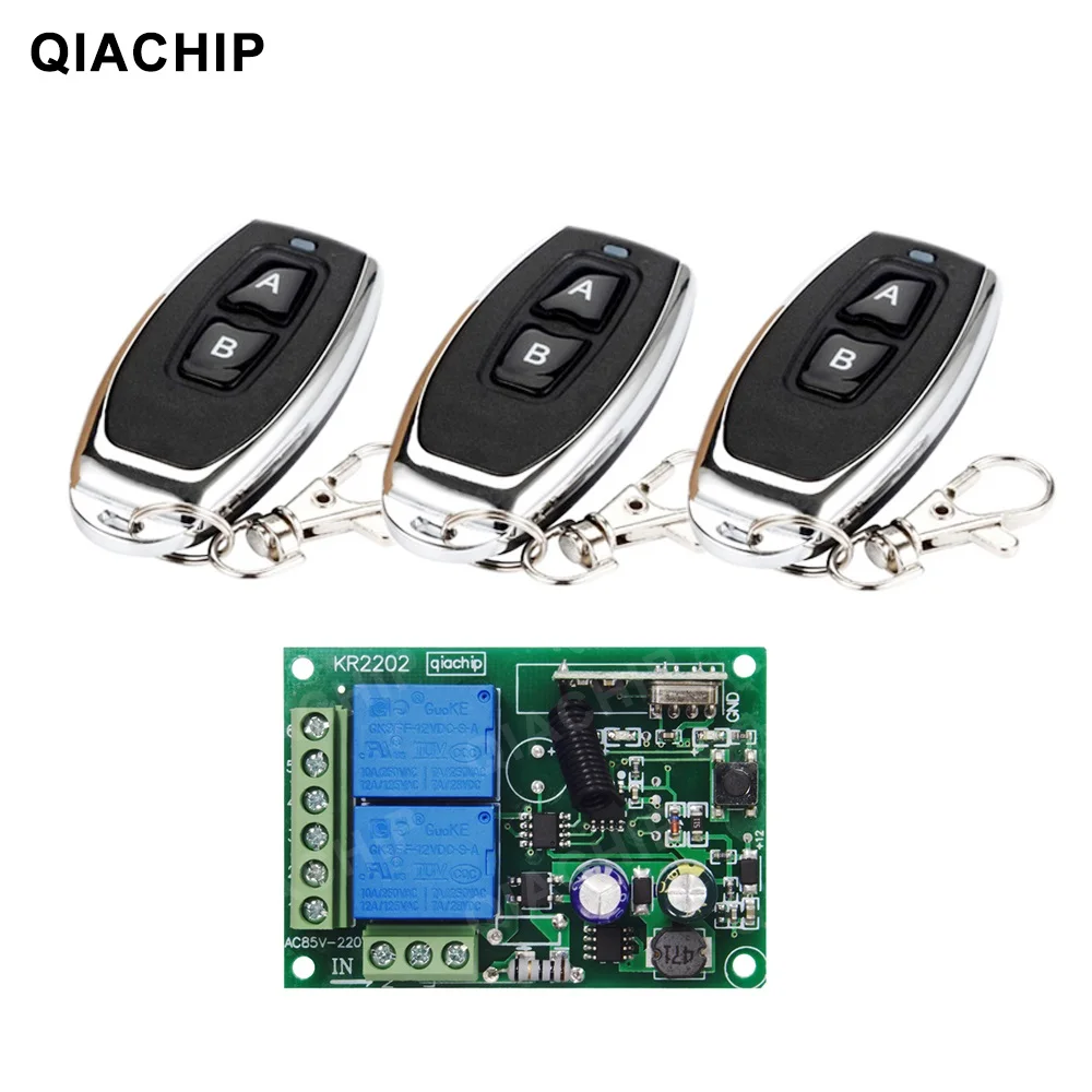 QIACHIP-433MHz-Universal-Remote-Control-Switch-220V-2CH-Code-1527-Transmitter-Remote-Control-RF ...
