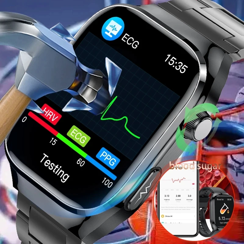 Smart-Watch-Grau-M-dico-cido-rico-Sangue-Gordura-ECG-Sangue-Glicose ...