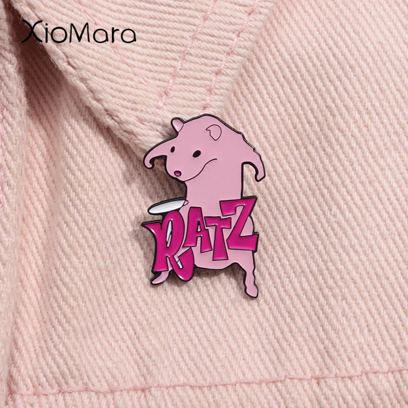 Cartoon-Pink-Mouse-Ratz-Enamel-Pin-Kawaii-Funny-I-m-Strong-Rat-Brooch ...