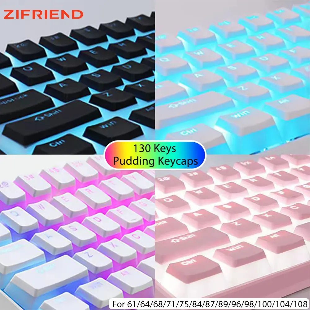 ZIFRIEND-PBT-Pudim-Keycaps-OEM-Key-Caps-130-Teclas-para-Teclado-Mec ...