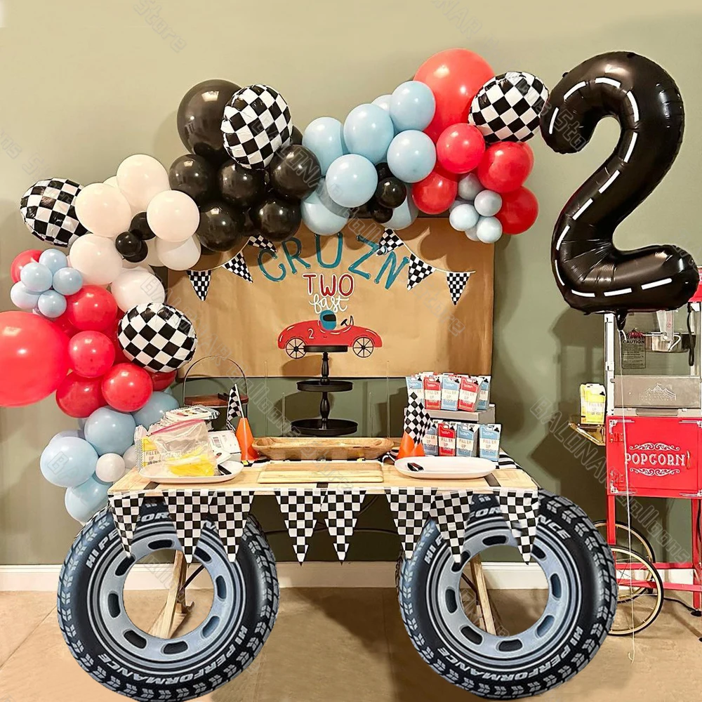Race-Car-Theme-Balloon-Garland-Arch-Kit-With-30inch-Black-Number ...