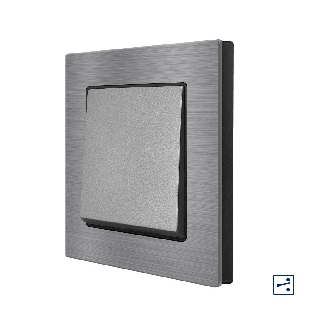 SRAN-EU-Light-Switch-1Gang-2Way-16A-250V-Aluminum-Alloy-Panel-Black ...