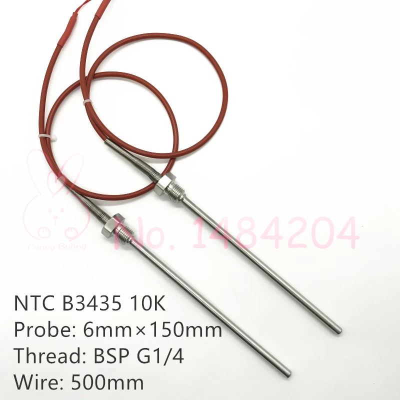NTC B 3435 10K 서미스터 온도 센서 SUS304 프로브 6mm * 150mm 와이어 500mm / 2m 0 ~ 200 도 스레드 G1/4 "BSP STC 1000 ...