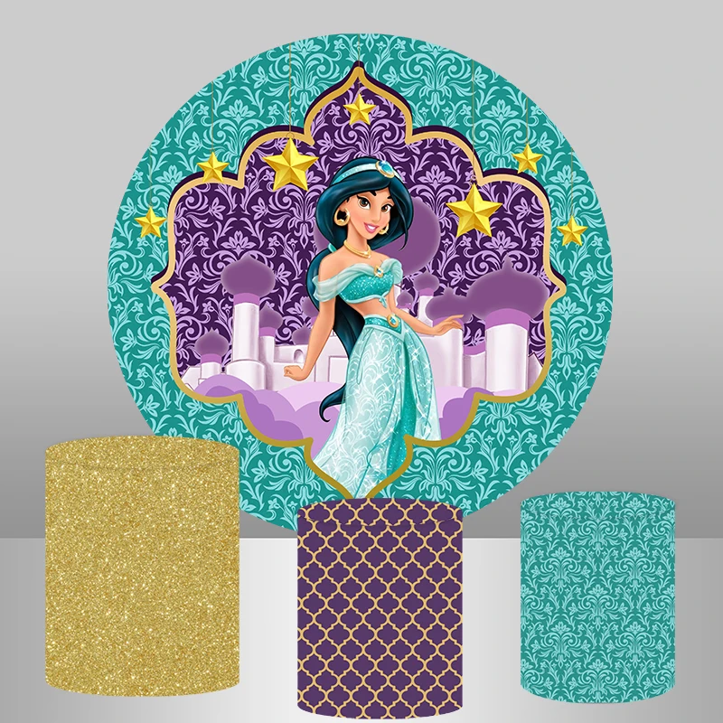 Aladdin Castle Princess Jasmine Round Backdrop Cover for Girl Happy ...