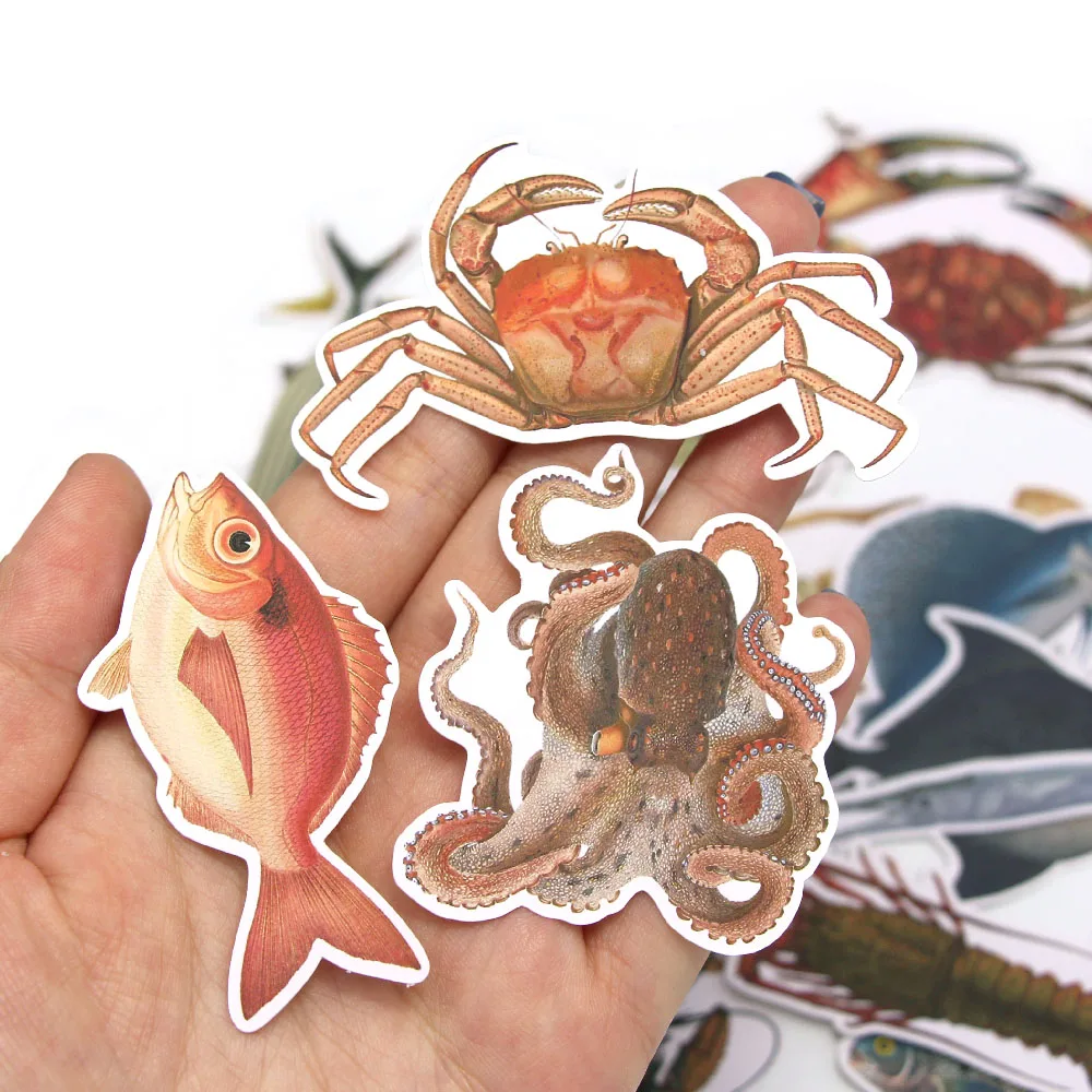 24pcs Deep Sea Animal Decorative Stickers Planner Scrapbooking Salted ...