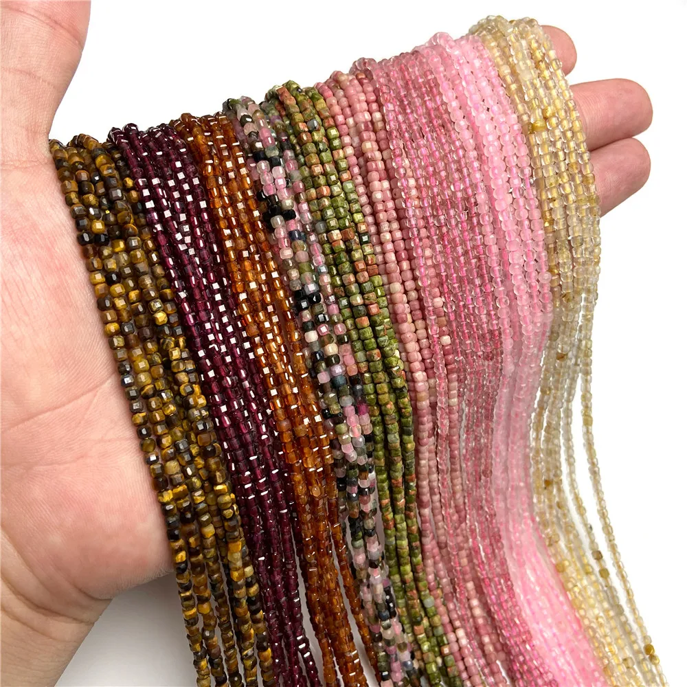 2-3mm-Natural-Square-Stone-Beads-Yellow-Pink-Red-Spacer-Cube-Bead-Charm ...