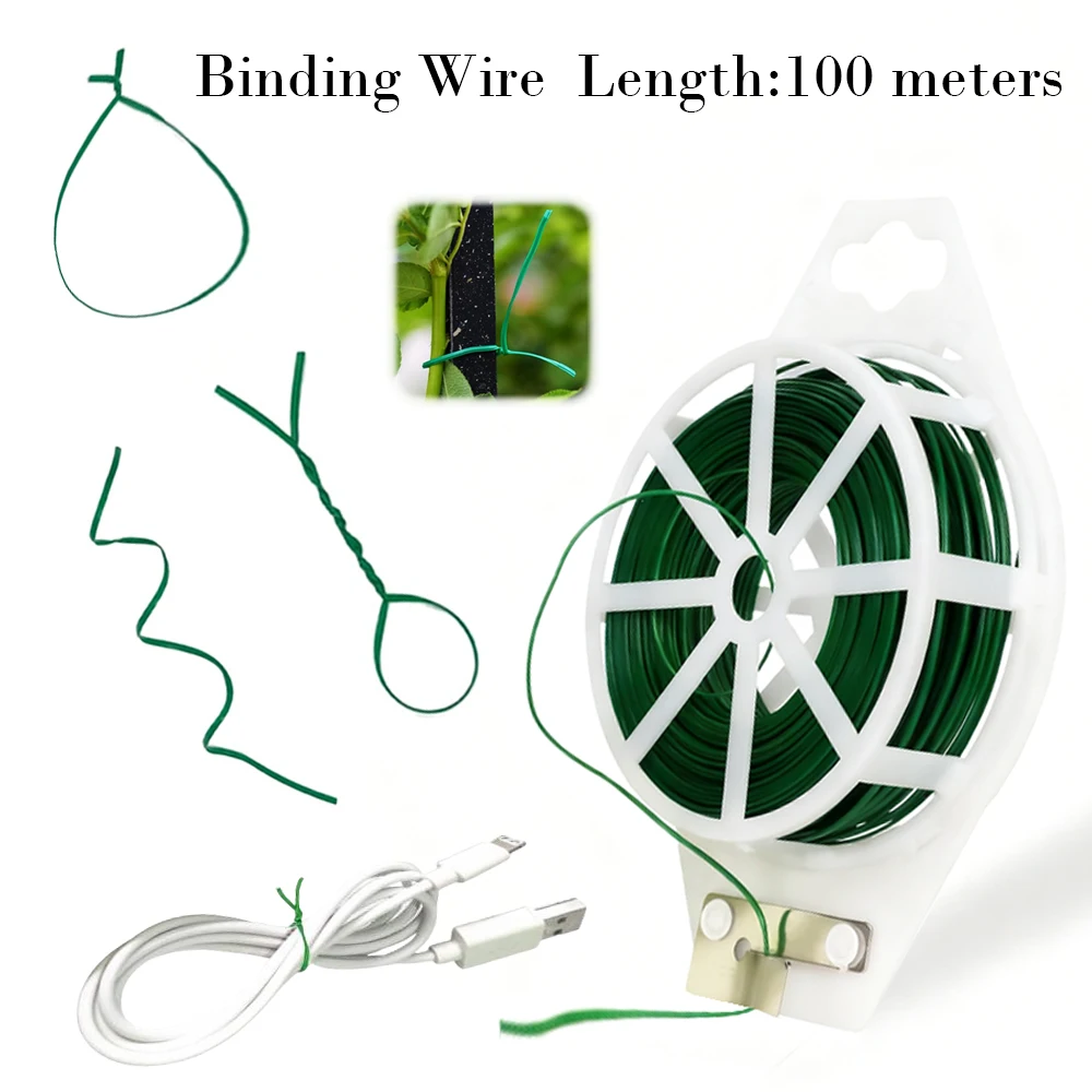 1-3pcs 100M Garden Strapping Wire Flexible Binding Plant Iron Bundle ...