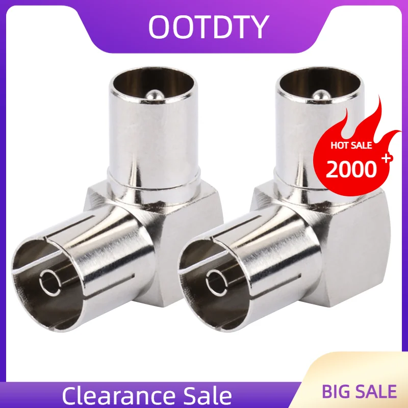 NEW 2Pcs 90 Degree Right Angled TV Aerial Cable Connector RF Coaxial F ...