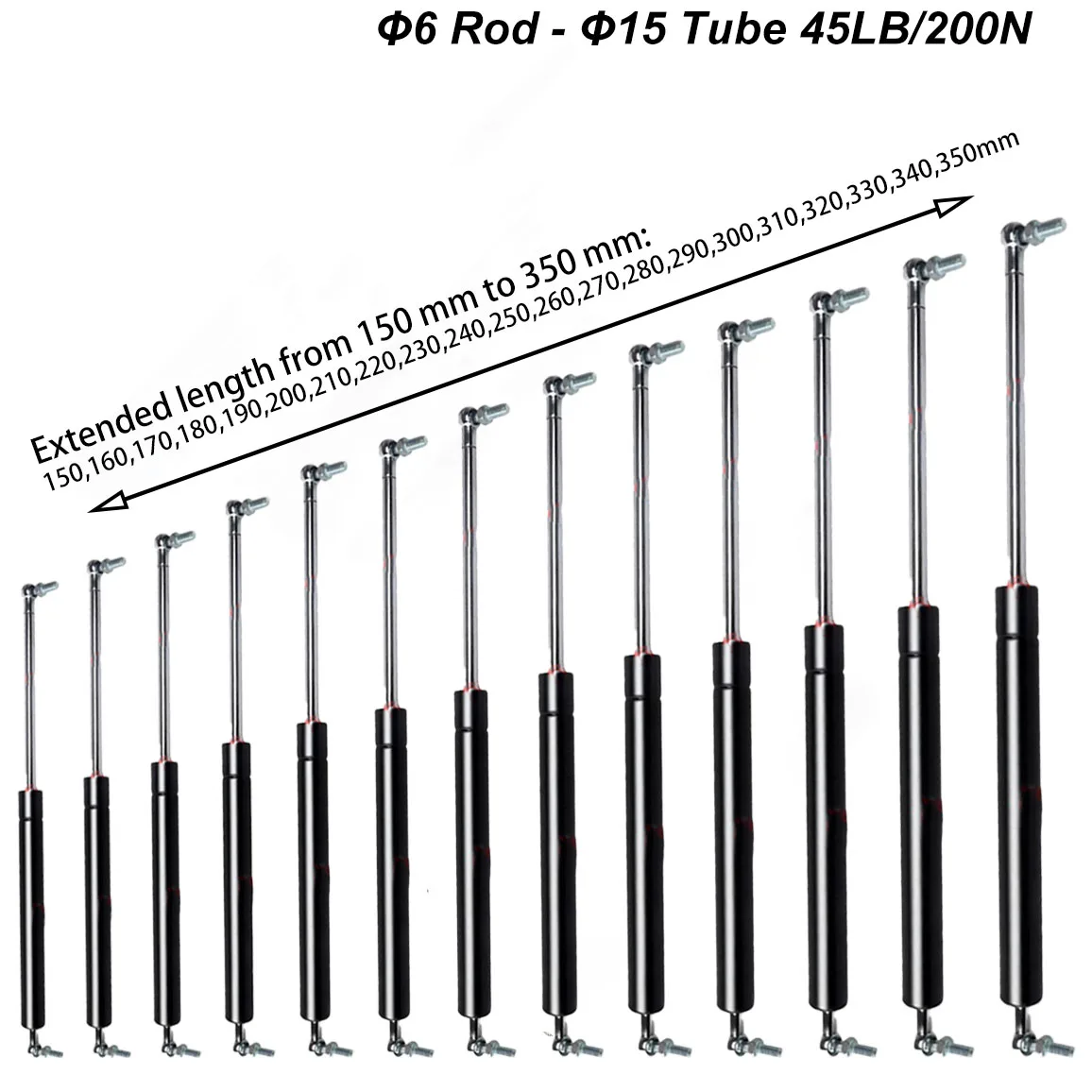 1PC-200N-45LB-150-350mm-Universal-Gas-Struts-Ball-Joint-Tool-Box-Lift ...