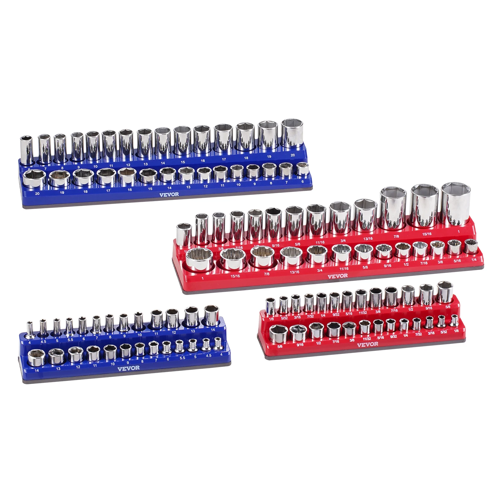 VEVOR Kit Organisateurs de Douilles Magnétiques, 4 Plateaux de Douilles ...