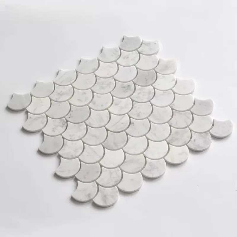 Fish Scale Scalloped Marble Mosaic Tile for Bathroom And Kitchen ...