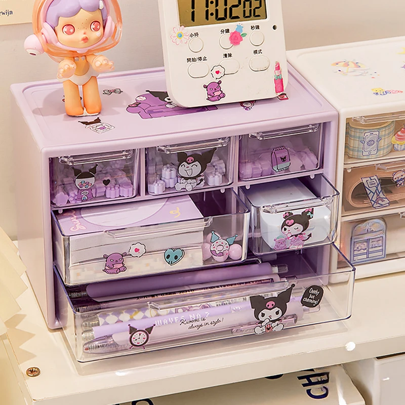 Sanrio-Six-Grid-Storage-Box-Anime-Kuromi-Drawer-Style-Compartment ...