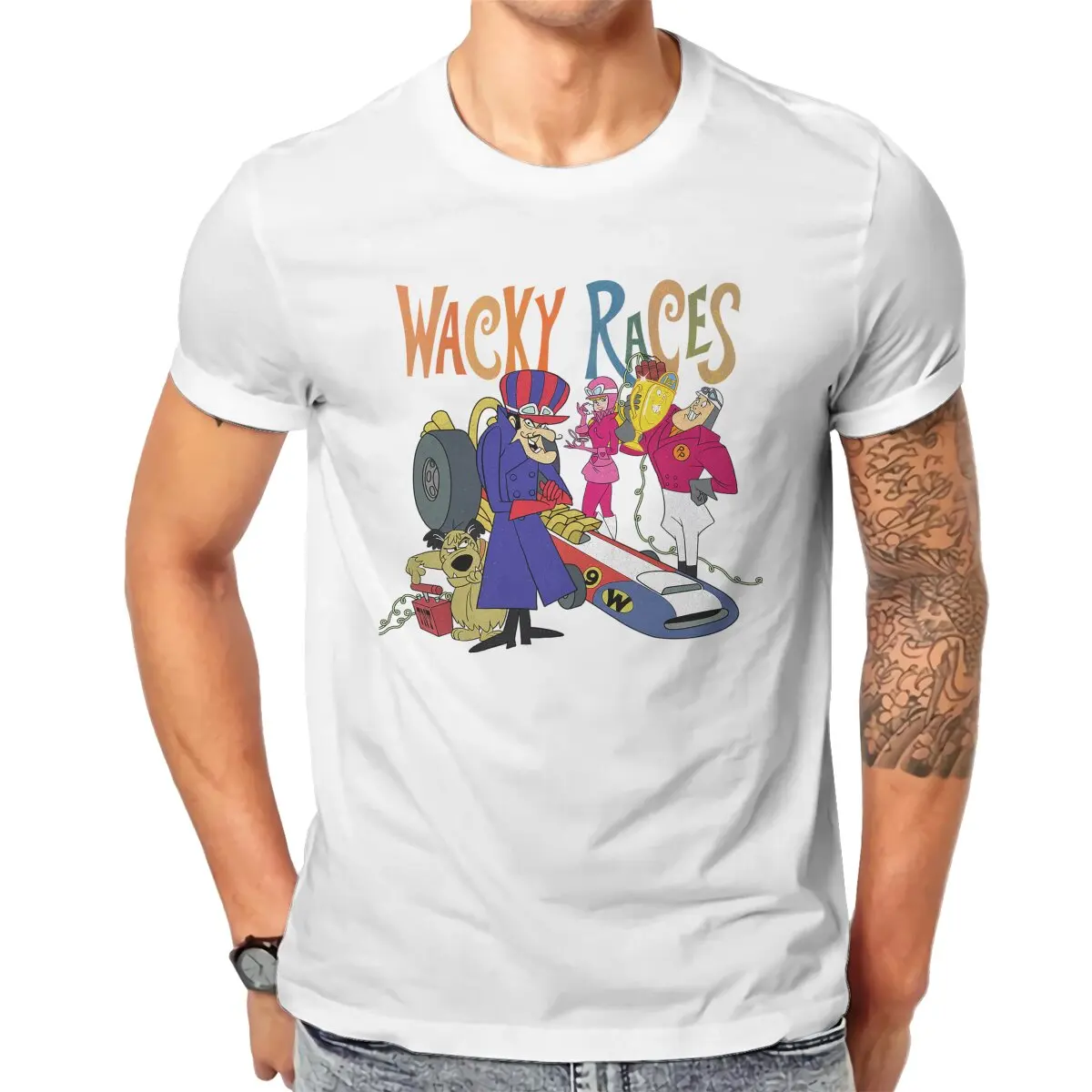 Wacky-Races-70s-Cartoon-Glen-Evans-Men-T-Shirts-Fashion-Tee-Shirt-Short ...
