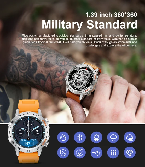 FitForce K52: Bluetooth militaire smartwatch | Buitensporten, fitness ...