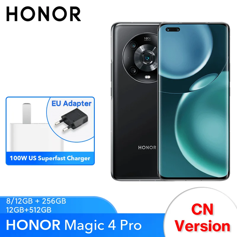 Honor-Magic 4 Pro 5G celular, 6,81 "display OLED, 50MP câmera traseira tripla, 8GB, 256GB, 100W ...