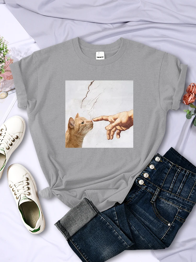 Camiseta-con-estampado-de-gato-para-mujer-ropa-transpirable-fresca ...