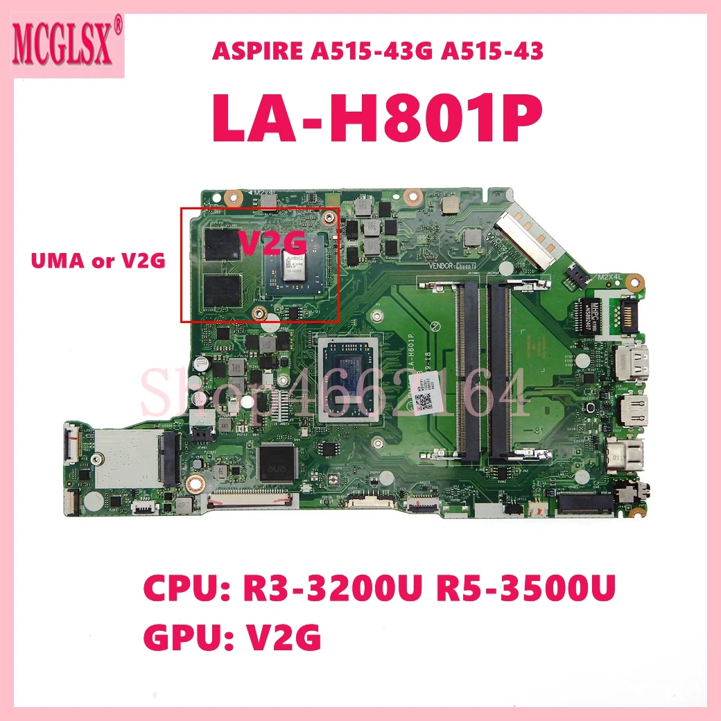 LA-H801P with R3 R5 R7 CPU UMA or V2G GPU Mainboard For Acer Aspire ...