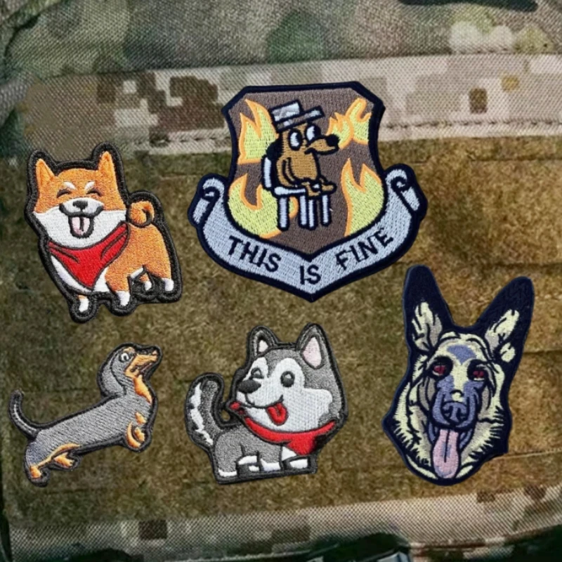 Cartoon Cute Pet Corgi Sausage Dog Embroidery Hook&Loop Patches for ...