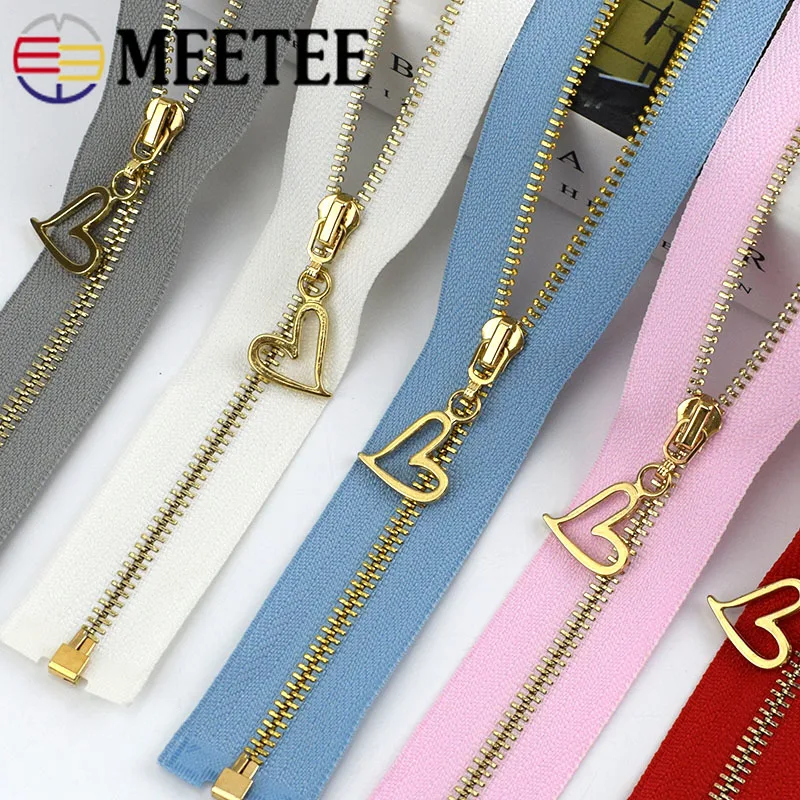 2/5pcs Meetee 15-70cm 3# Metal Zipper Open End Gold Teeth Zip Closure ...