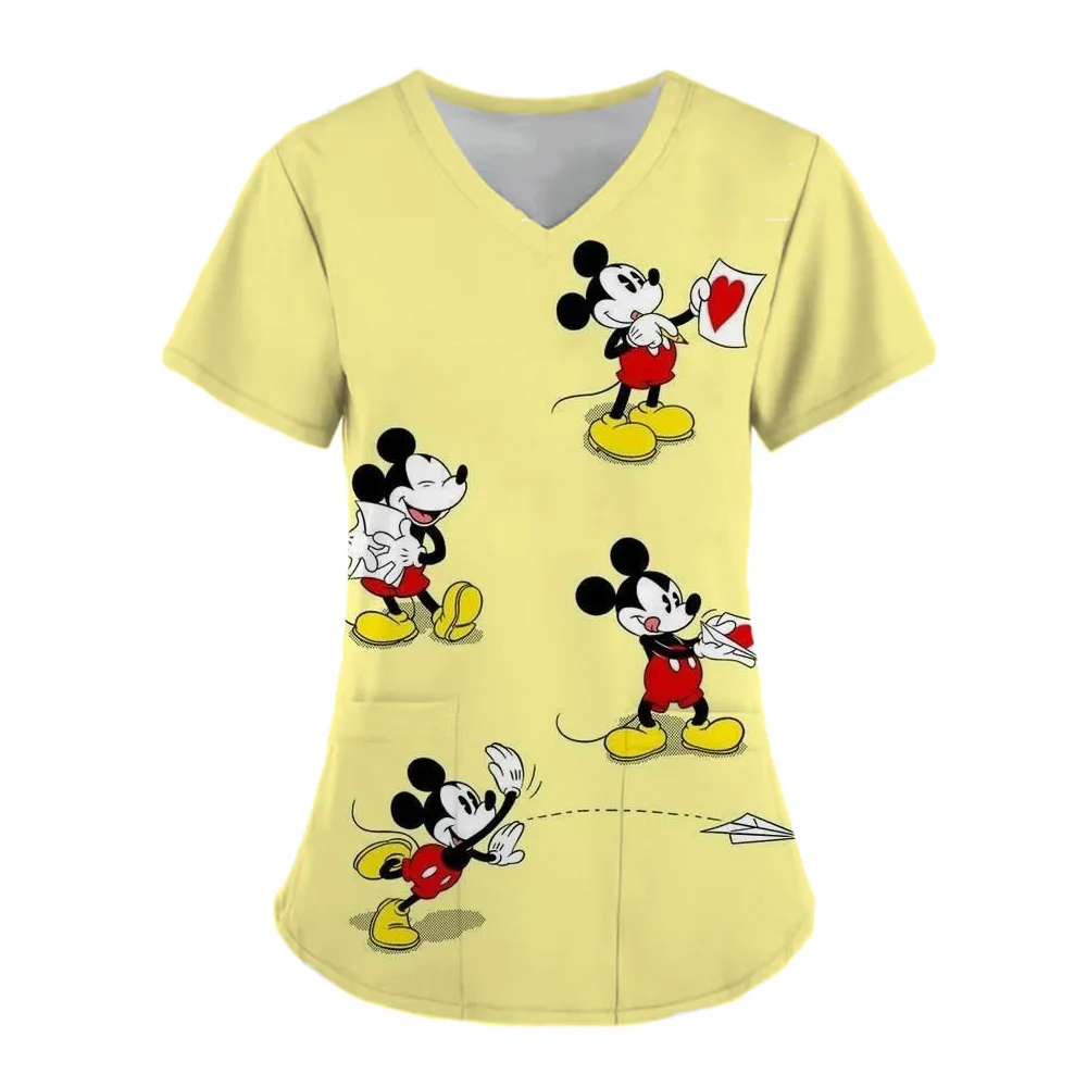 Uniforme de Disney para mujer, estampado 3D de Mickey Mouse, camisa de ...