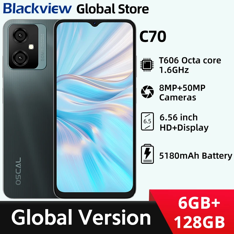BLACKVIEW OSCAL C70 스마트폰, 6GB + 128GB 옥타코어, 안드로이드 12, 50MP 카메라, 6.6 인치, 90Hz 디스플레이, 5180mAh 휴대폰 ...