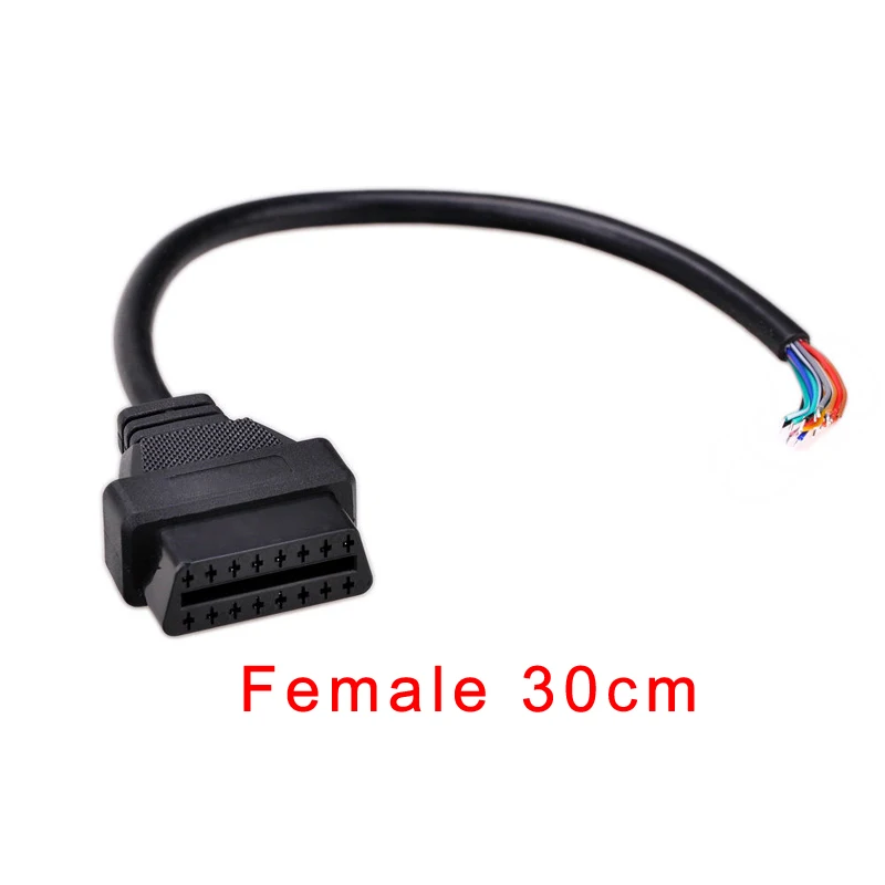 30cm 16 Pin OBD2 Diagnostic Cable Extender Male to Female Extension Cord Adapter Featured ...